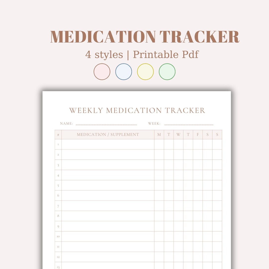 Weekly Medication Tracker | Medication Intake Reminder | Medication ...