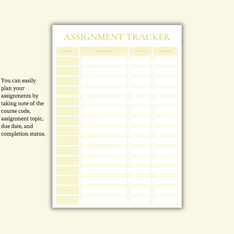 Assignment Tracker | Assignment Planner | Homework Planner | School ...