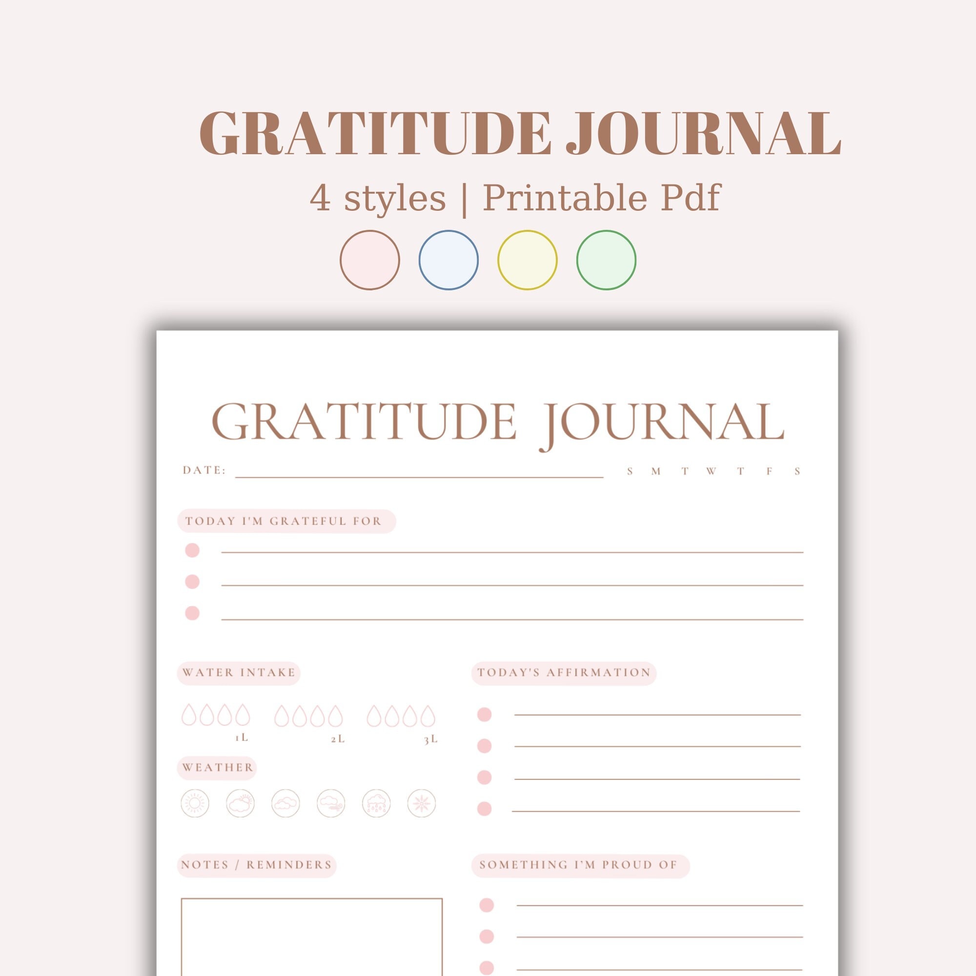 Plantilla de diario de gratitud / Diario de agradecimiento / Diario de ...
