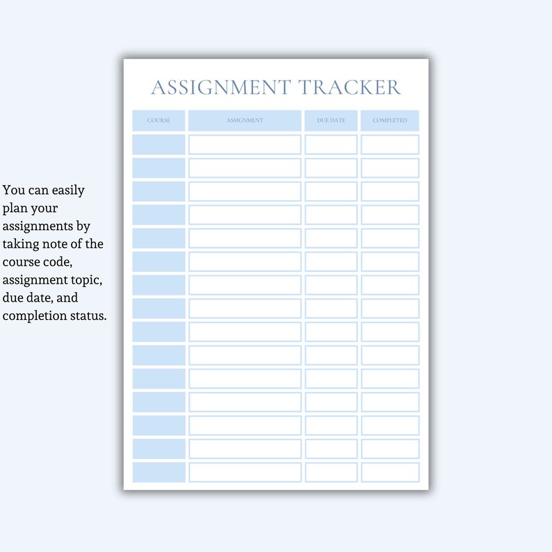 Assignment Tracker | Assignment Planner | Homework Planner | School ...