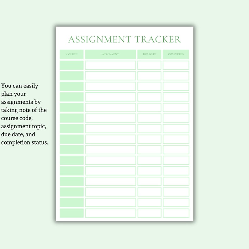 Assignment Tracker | Assignment Planner | Homework Planner | School ...