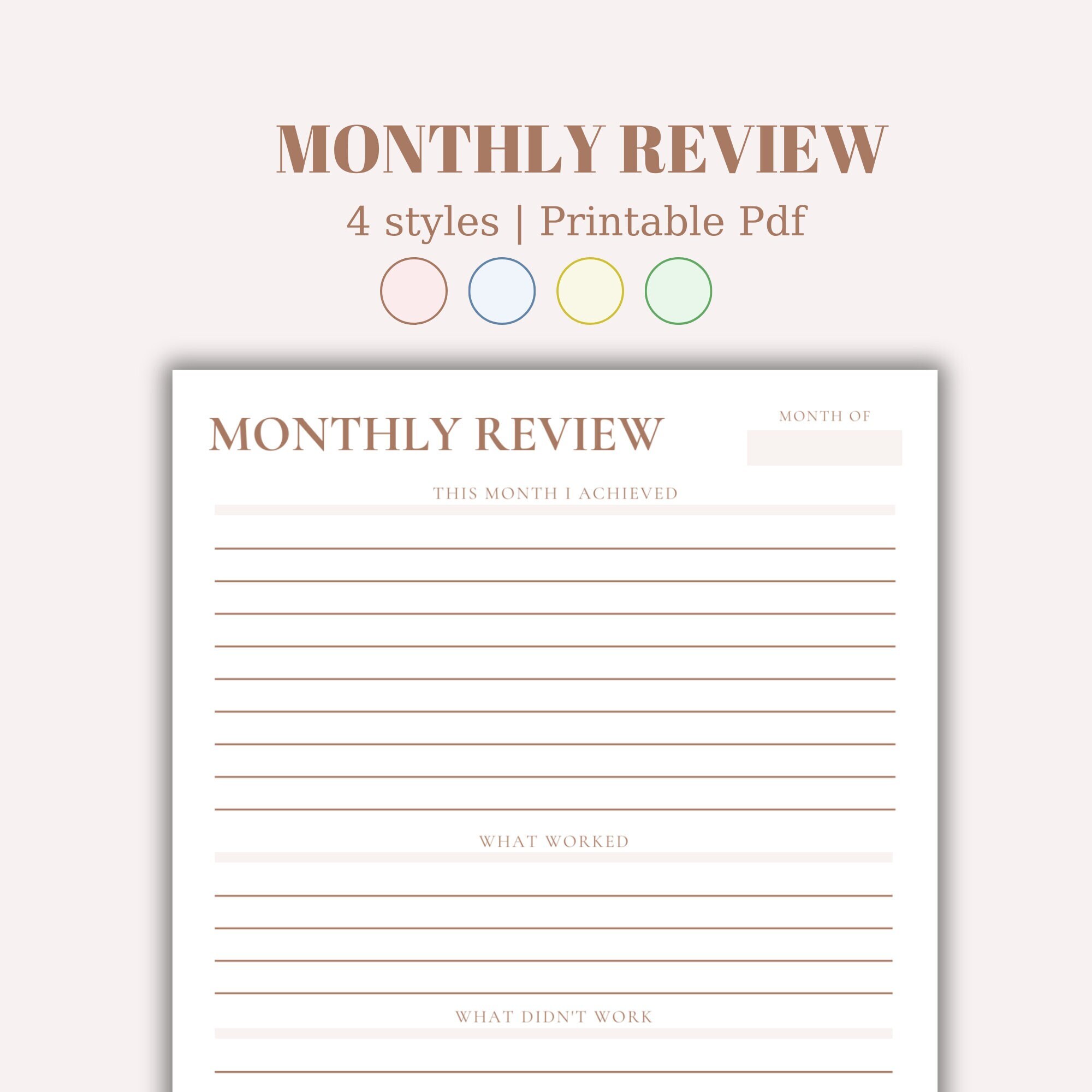 Monthly Review | Monthly Reflection | Monthly Evaluation | Monthly ...