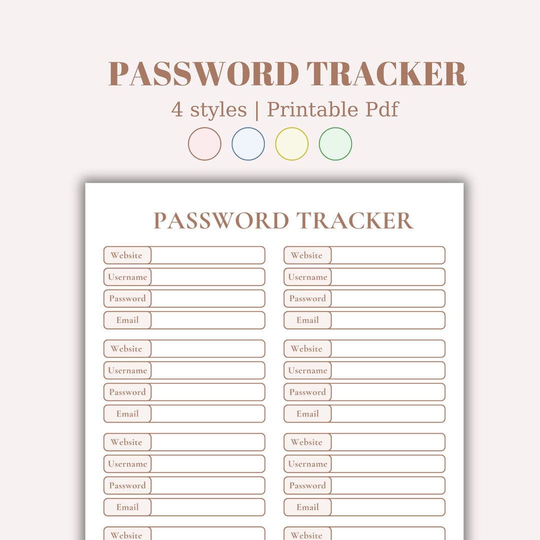 Password Tracker Website Password Keeper Login Tracker A4/a5/letter ...