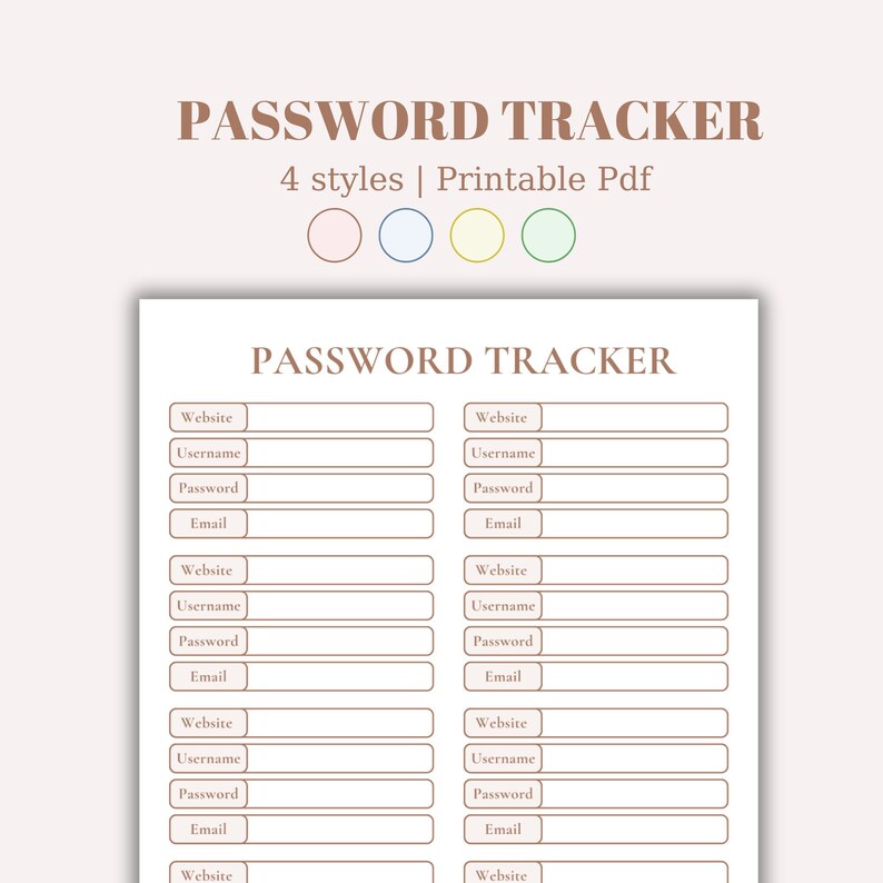 Password Tracker Website Password Keeper Login Tracker A4/a5/letter ...