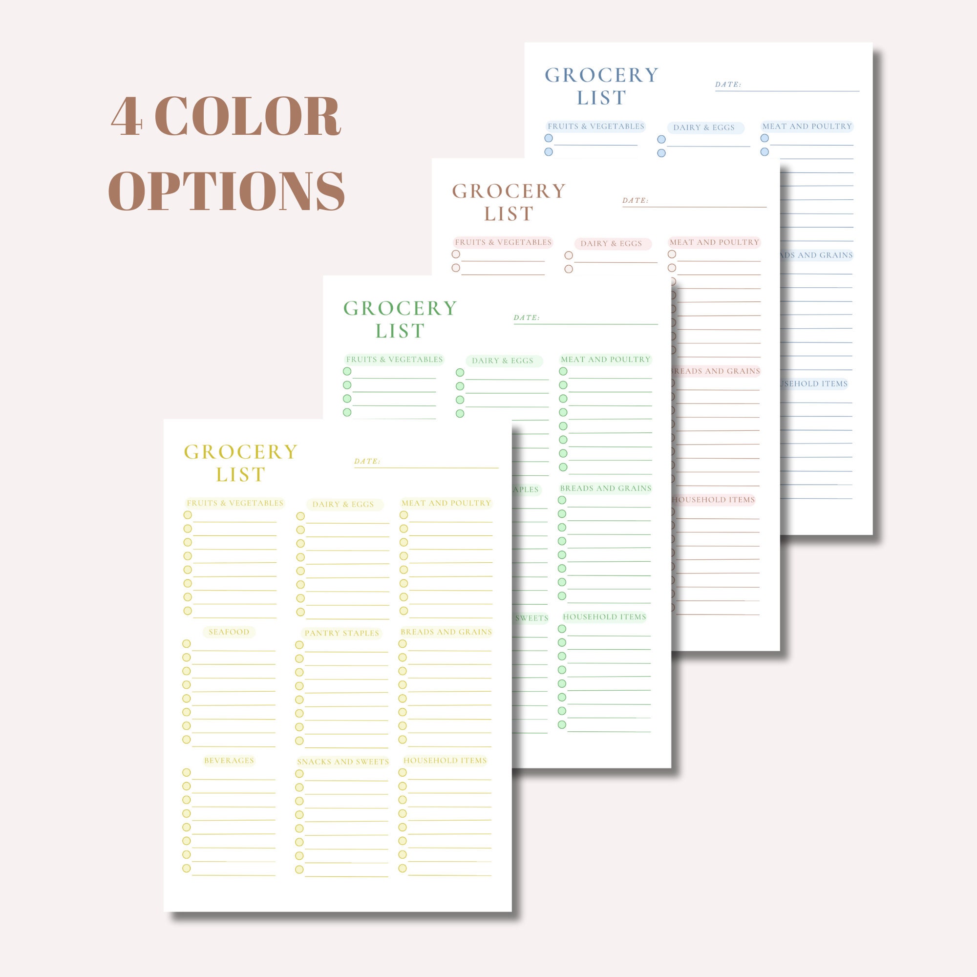 Grocery List Printable Template Grocery Planner Food Shopping List A4 ...