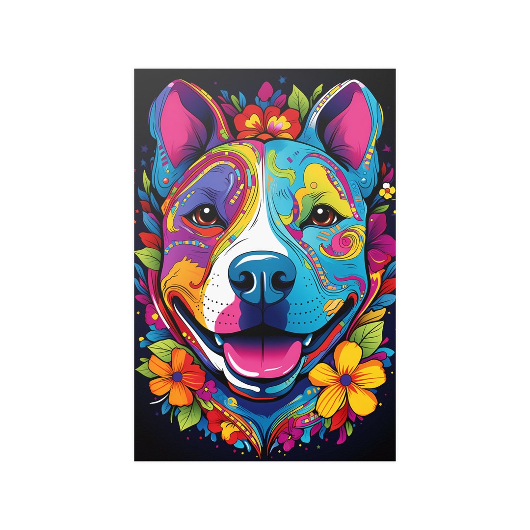 Colorful Dog Satin Poster - Etsy