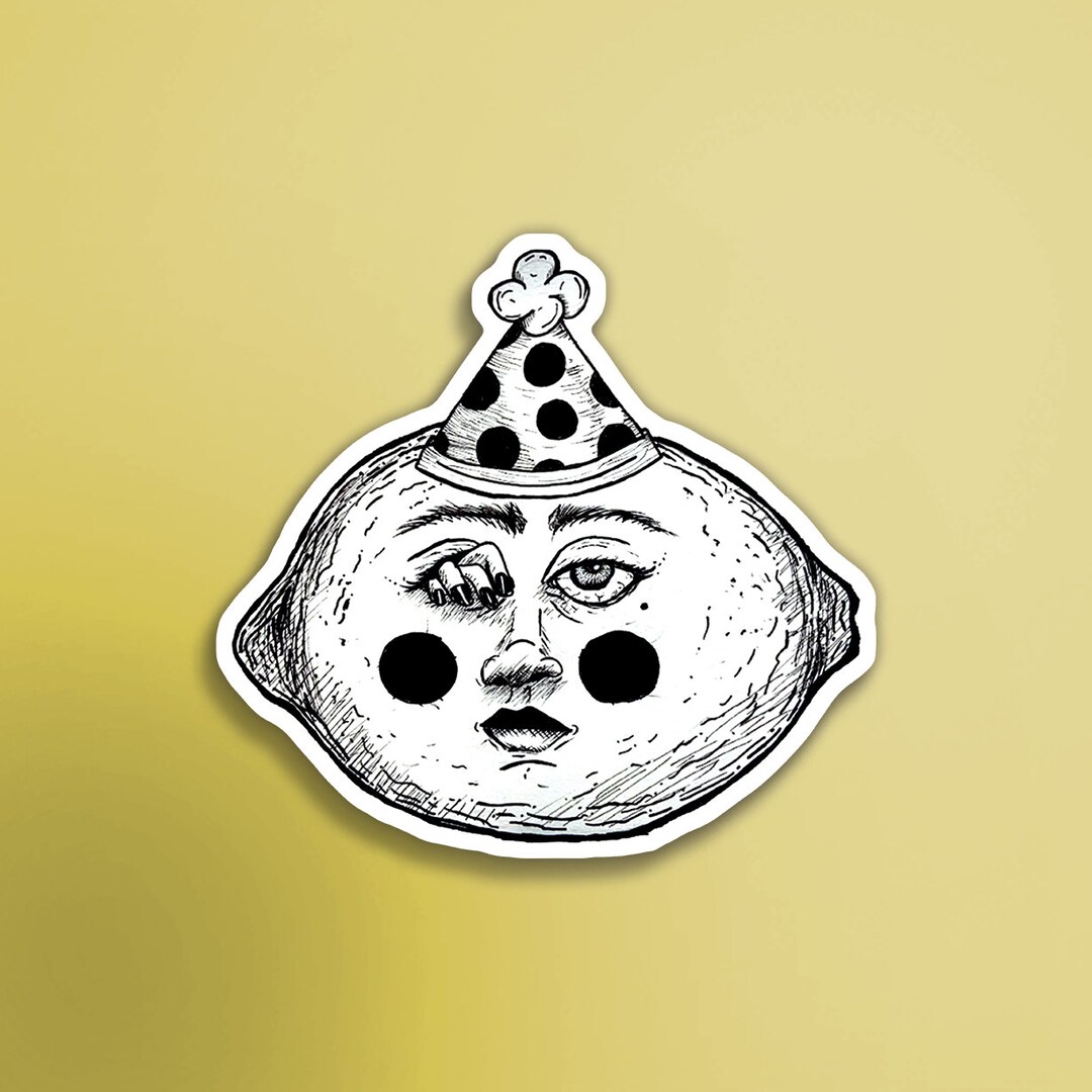 Trippy Clown Lemon Waterproof Vinyl Bumper Sticker - Etsy