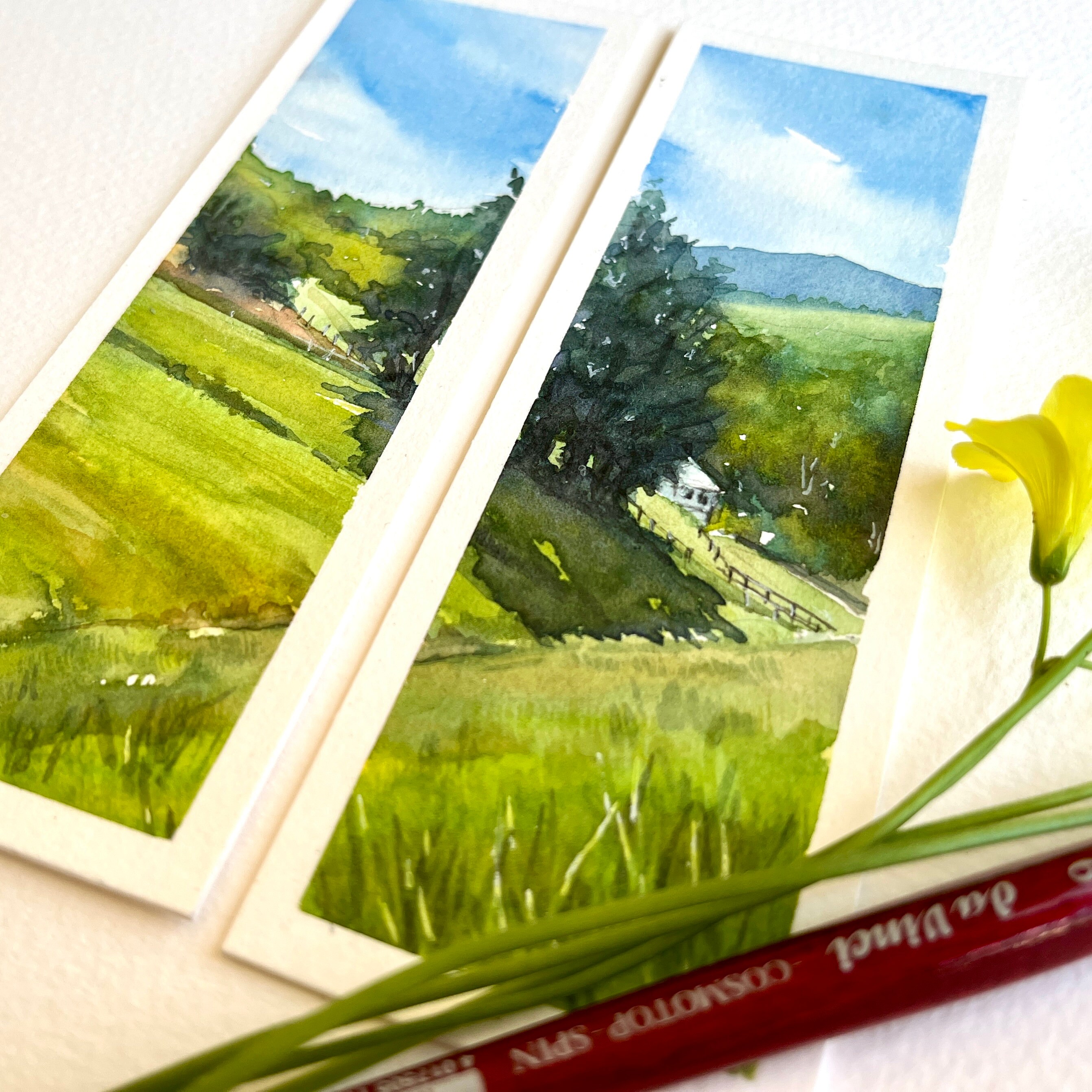 Watercolor Bookmark Set of 2, Original Watercolor Paintings of ...