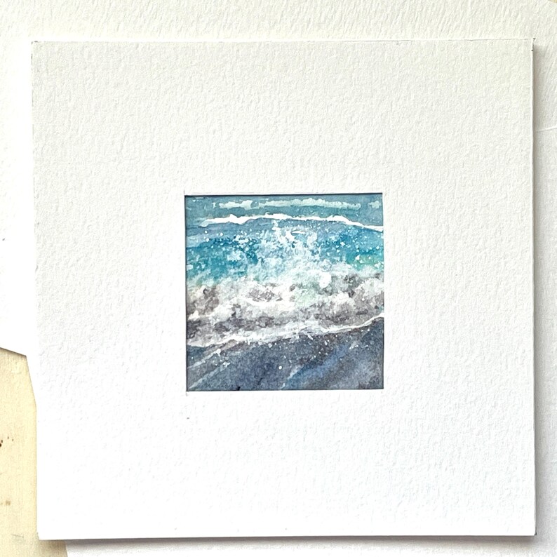 Mini Watercolor Seascape Hand Painted Art Coastal Painting Mini Ocean ...
