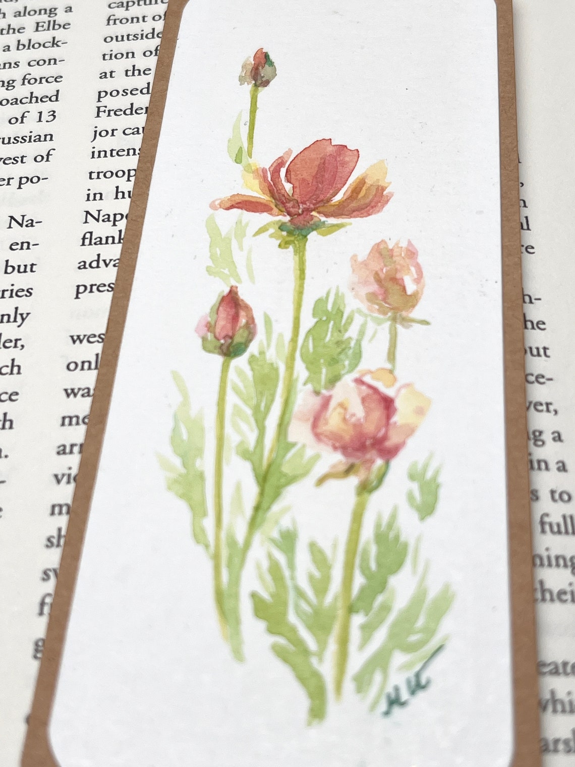 Hand Painted Watercolor Bookmark Set, Spring Flowers Bookmarks for Book ...