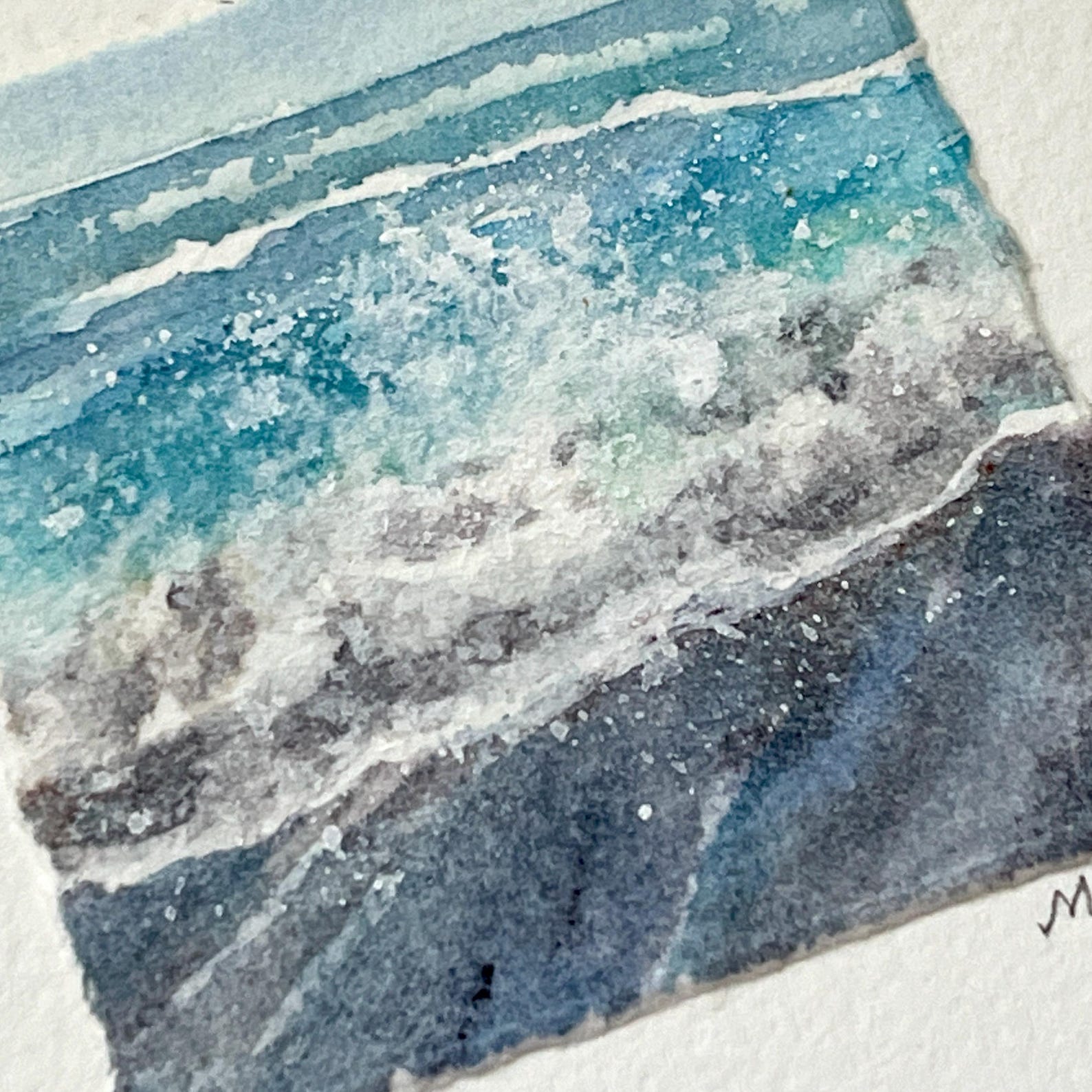 Mini Watercolor Seascape Hand Painted Art Coastal Painting Mini Ocean ...