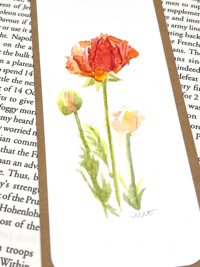 Hand Painted Watercolor Bookmark Set, Spring Flowers Bookmarks for Book ...