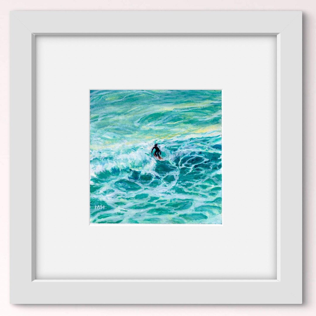 Mini Ocean Wave Gouache Seascape Art, Original 5x5 Painting, Los Cabos ...