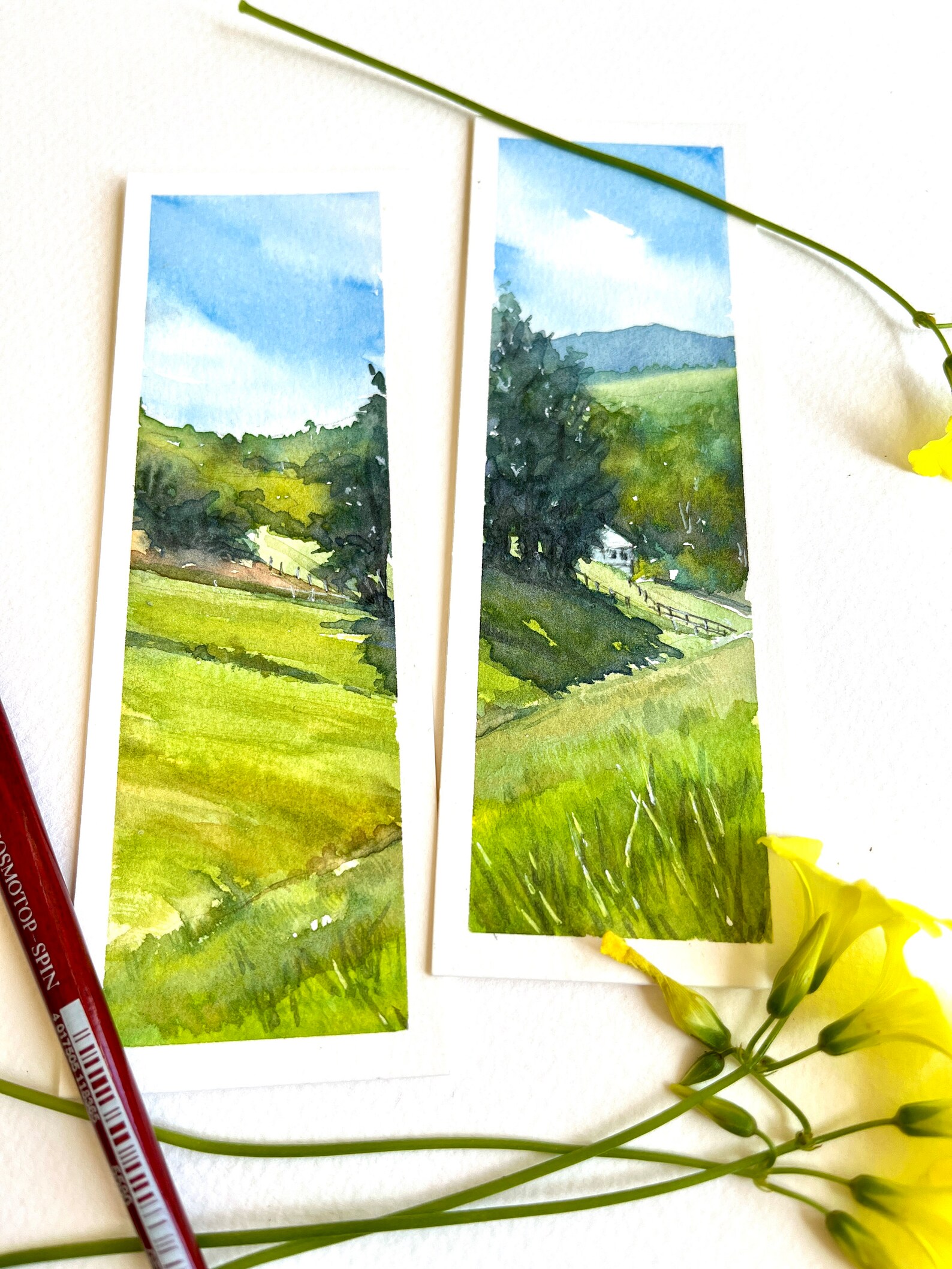 Watercolor Bookmark Set of 2, Original Watercolor Paintings of ...