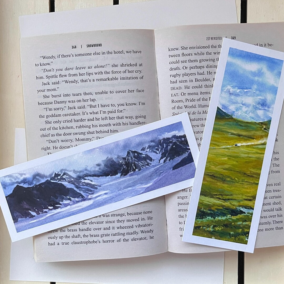 Alaska Watercolor Bookmarks, 2x6 Glaciers and Denali Landscape Printed ...
