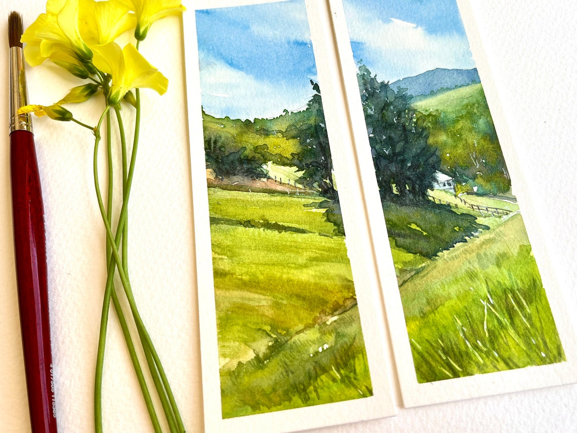 Watercolor Bookmark Set of 2, Original Watercolor Paintings of ...
