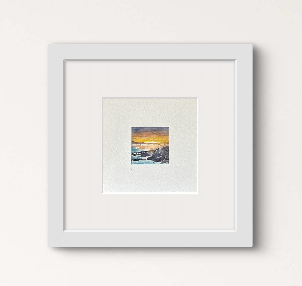 Mini Watercolor Seascape Hand Painted Art Coastal Painting Mini Ocean ...