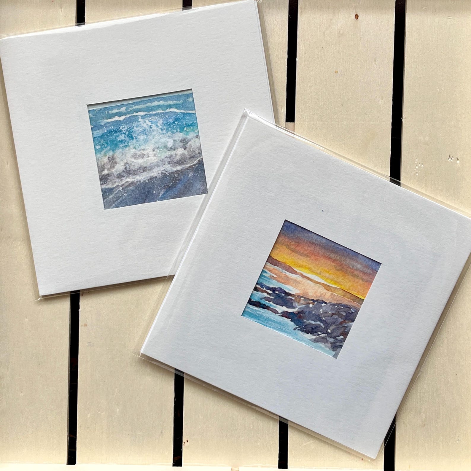 Mini Watercolor Seascape Hand Painted Art Coastal Painting Mini Ocean ...
