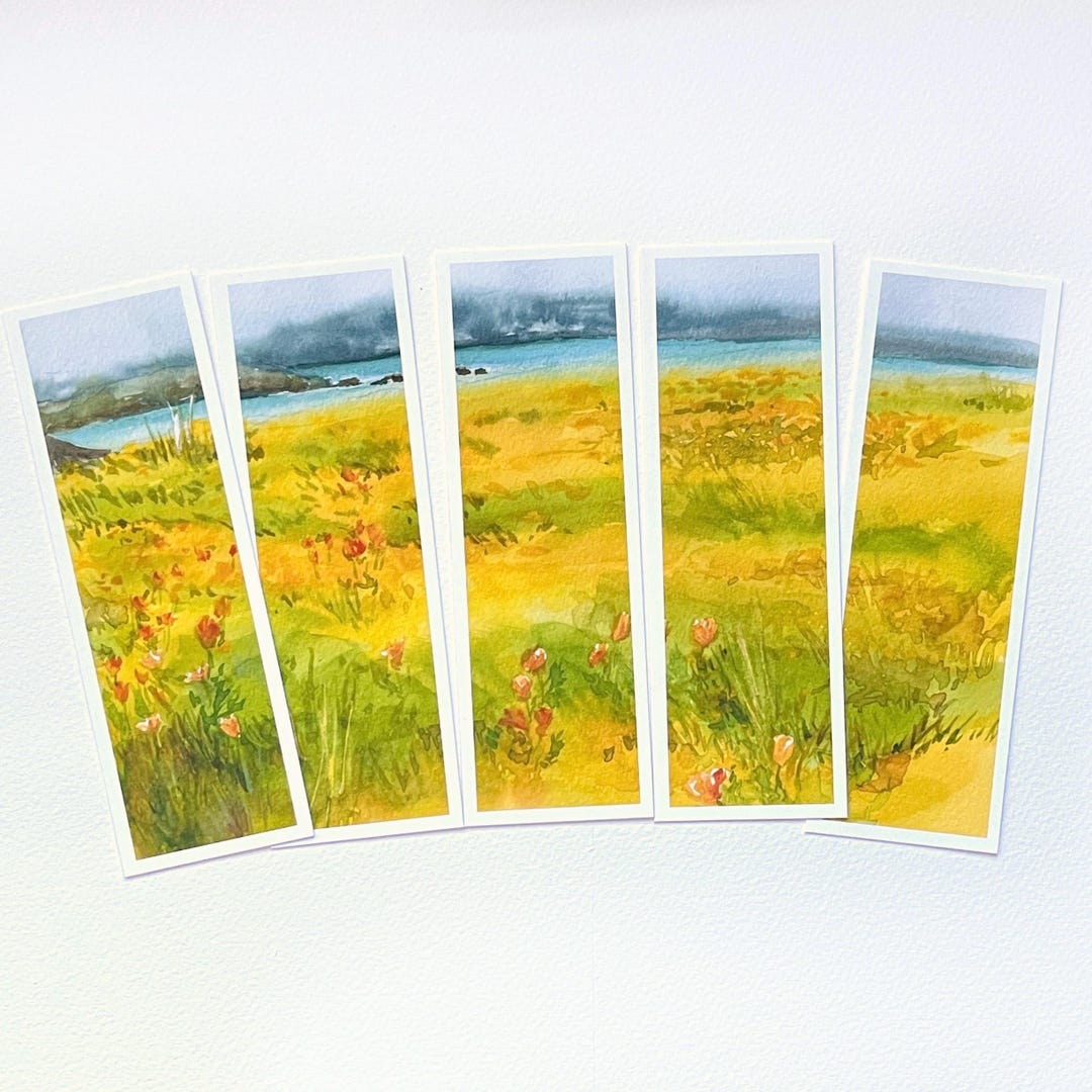 Watercolor Bookmark Set, Printed Nature Bookmark, Blooming California ...