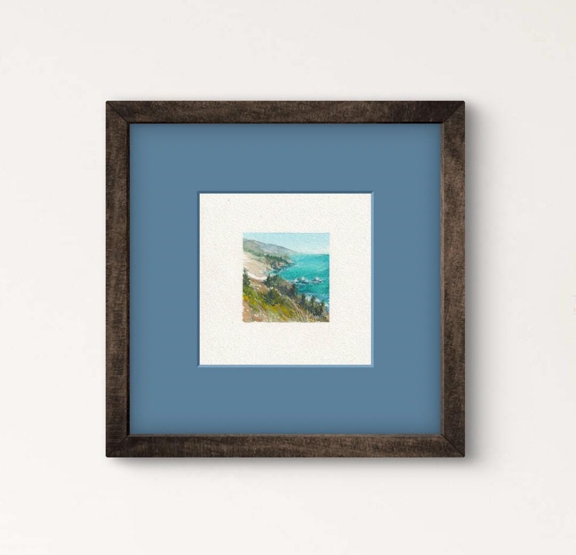 Original Mini Seascape Painting, Hand-painted Coastal Art in Gouache ...