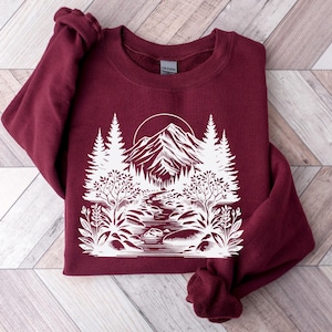 Mountain Topography Nature Reflection Sweatshirt, Nature Lover ...