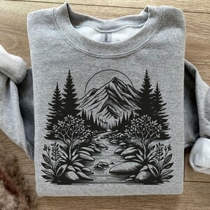 Mountain Topography Nature Reflection Sweatshirt, Nature Lover ...