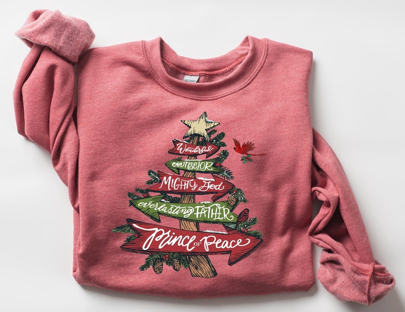 Retro Christian Christmas Tree Sweatshirt, Isaiah 9:6 Bible Verse - Etsy