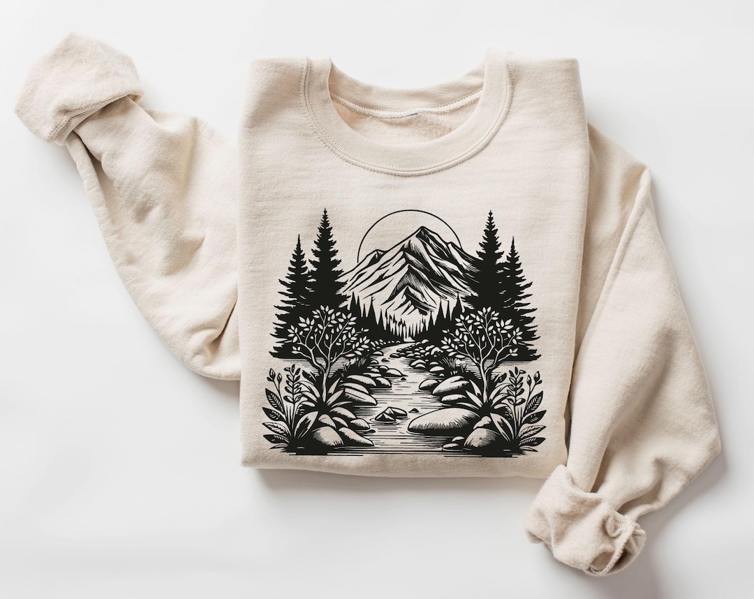 Mountain Topography Nature Reflection Sweatshirt, Nature Lover ...