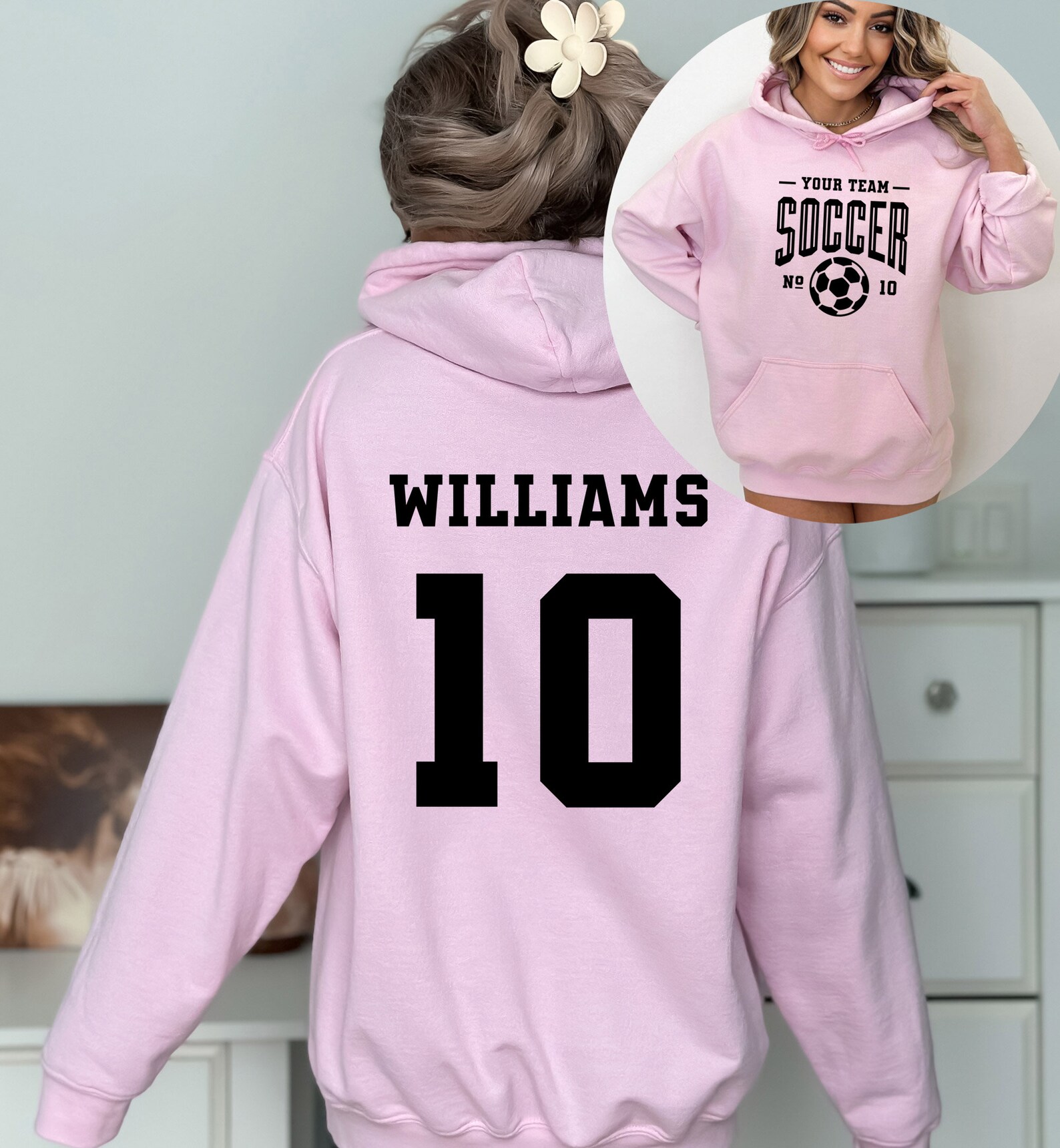 Personalized Soccer Team Sweatshirt, Custom Two-sided Soccer Hoodie - Etsy