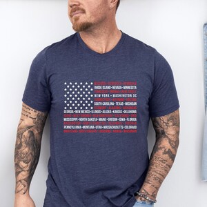 Vintage American Flag With States T-shirt, Fourth of July Tees ...