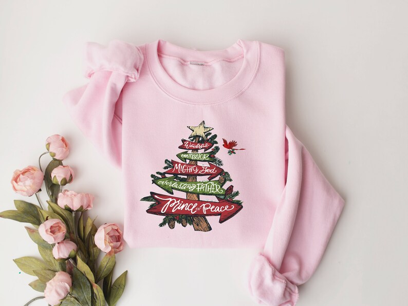 Retro Christian Christmas Tree Sweatshirt, Isaiah 9:6 Bible Verse - Etsy