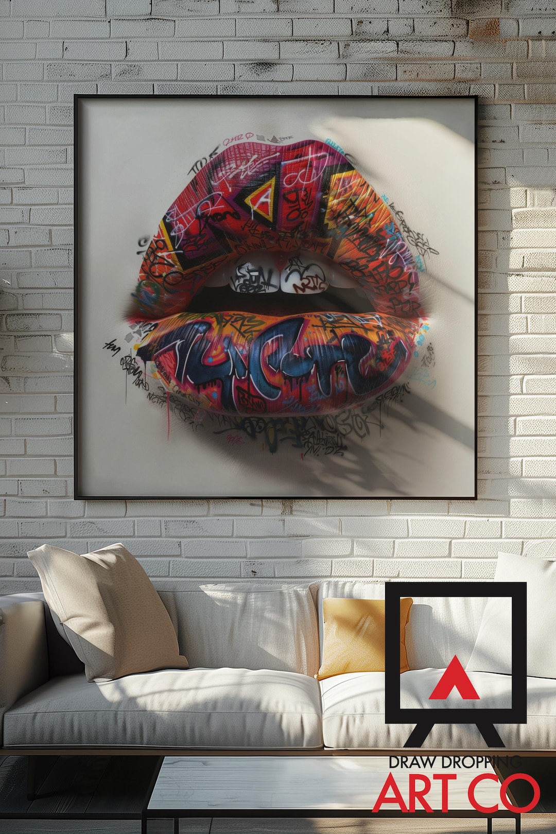 Print Only - Graffiti Kiss - Vibrant Street Style Art - Modern Street ...