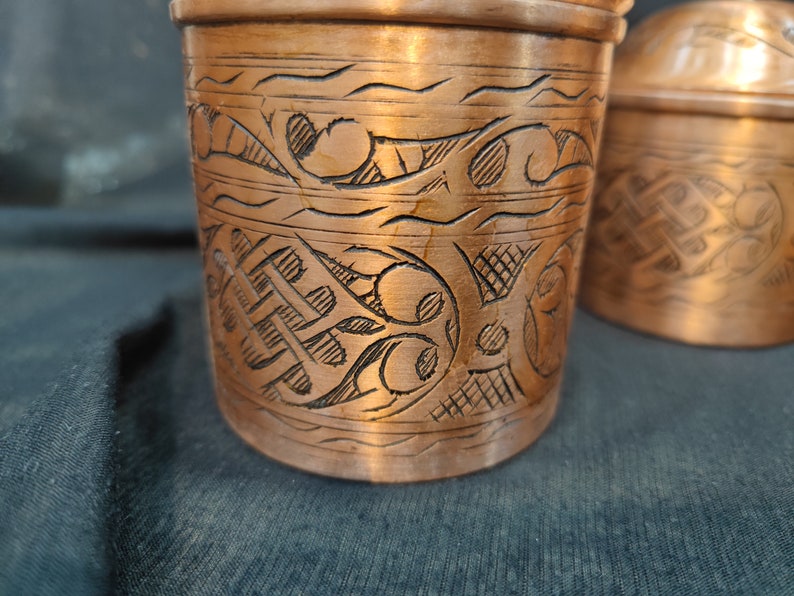 Copper Spice Bowl With Lid Set of 3, Copper Sugar Bowl,kitchen ...