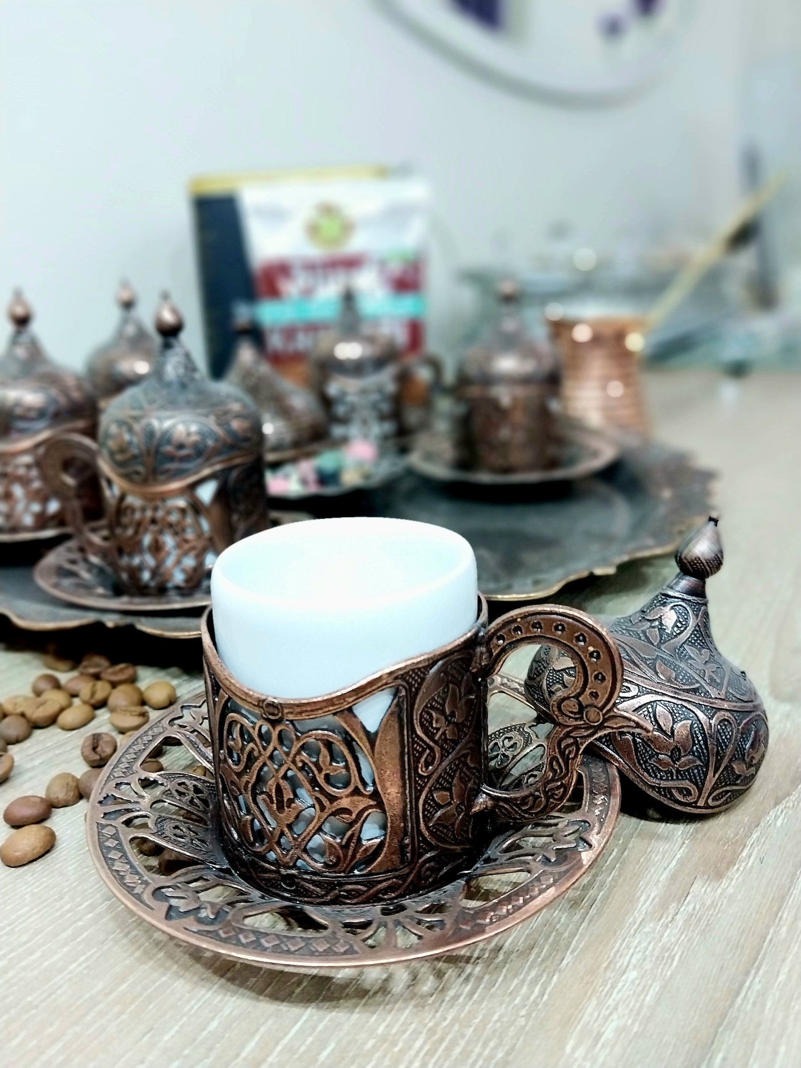 Turkish Coffee Set,traditional Turkish Coffee Cups and Copper Coffee ...
