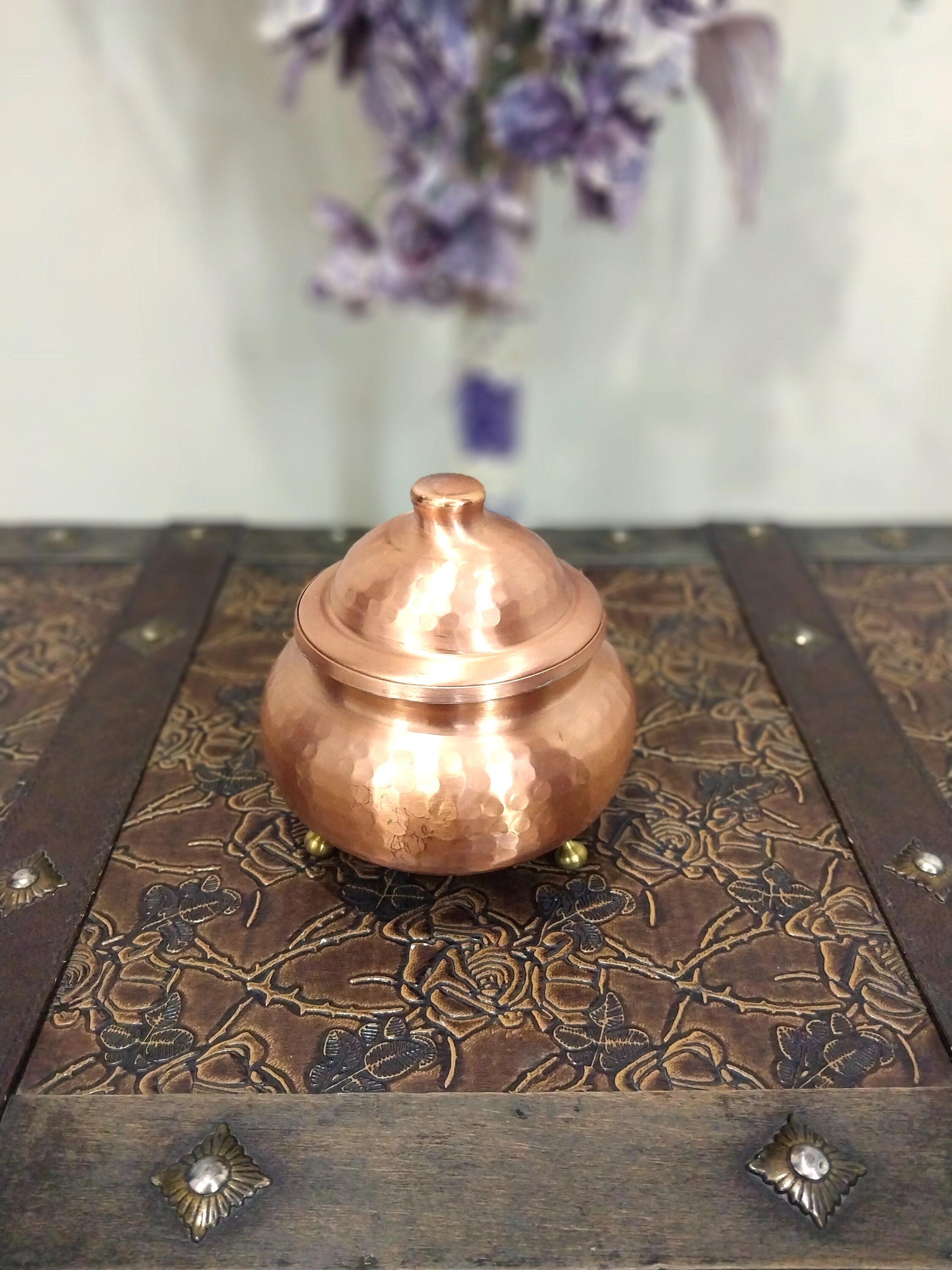 Traditional Turkish Copper Sugar Bowl, Copper Sugar Canister, Copper ...