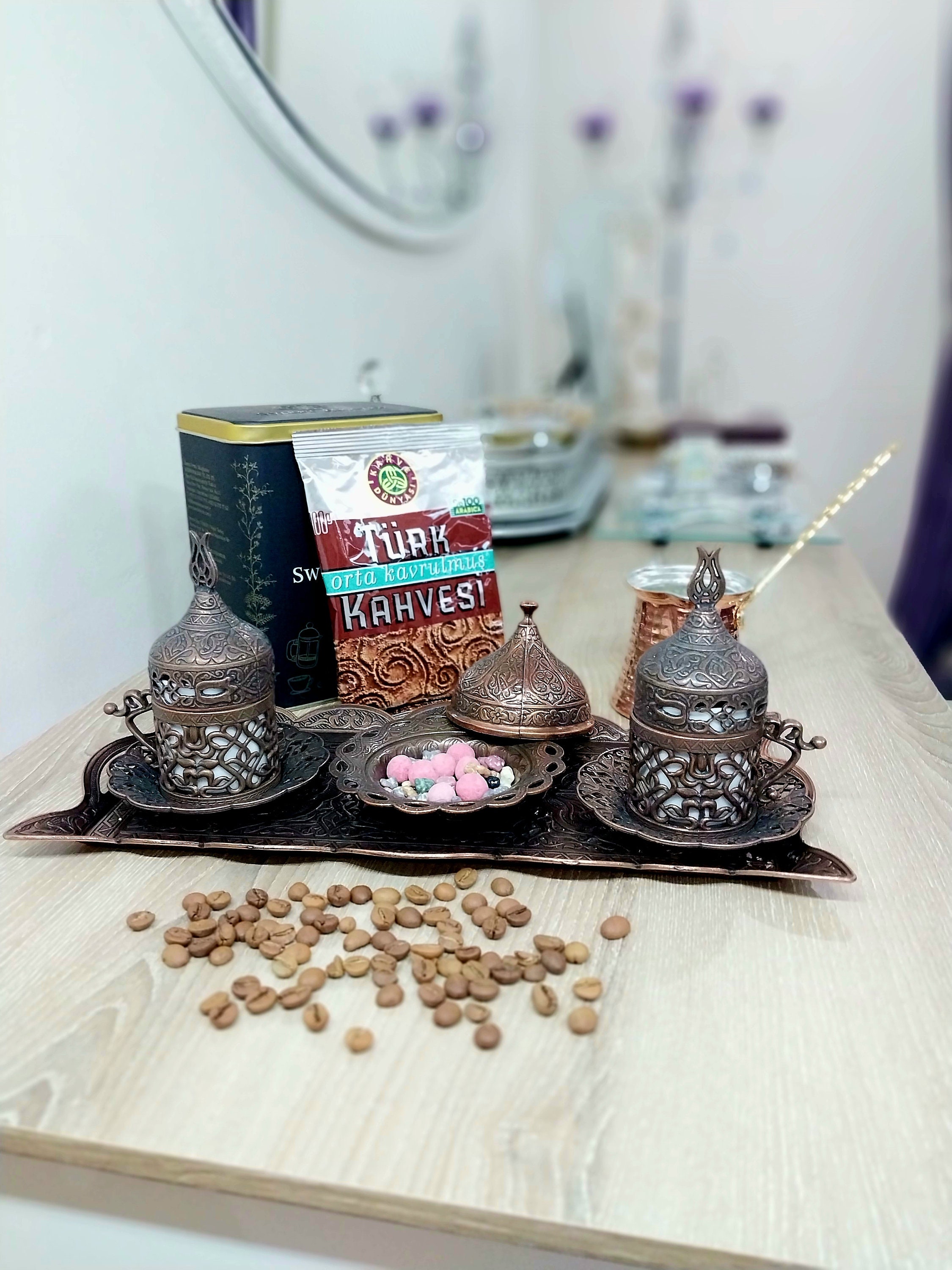 Turkish Coffee Set,traditional Turkish Coffee Cups and Copper Coffee ...