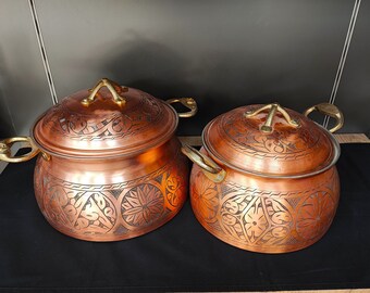 Copper Cooking Pot Set Handmade Pure Copper Casserole Pot - Etsy