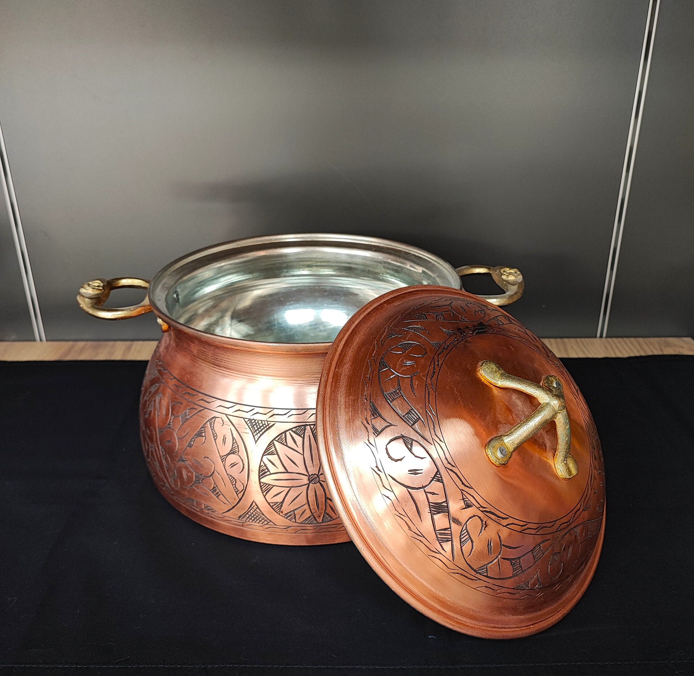 Engraved Handmade Copper Pot-copper Cookware-copper Kitchen Utensils ...