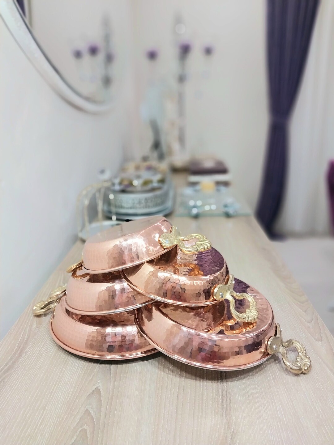 Handmade Copper Frying Pan,copper Saucepan,copper Kitchen Utensils ...
