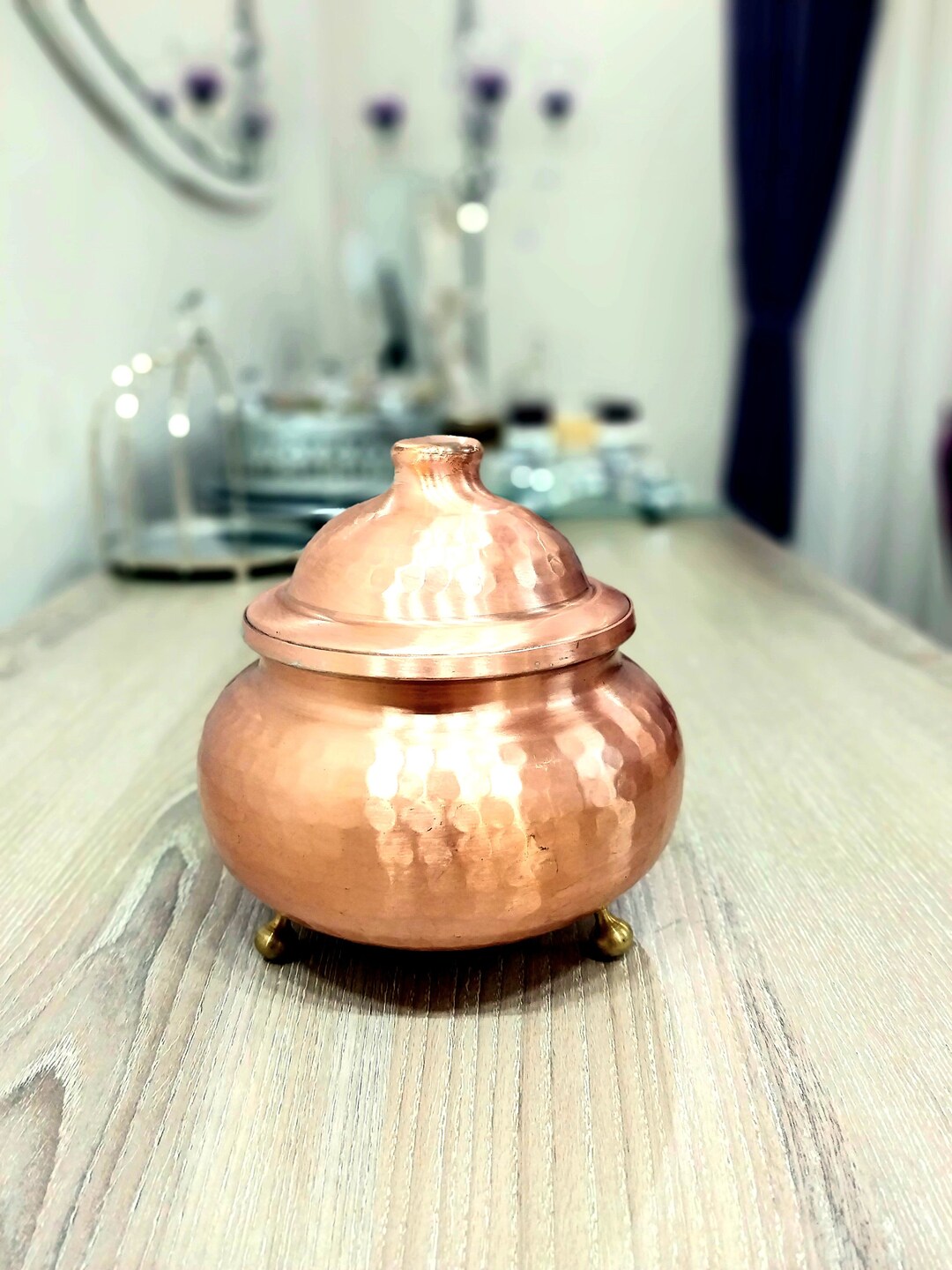 Traditional Turkish Copper Sugar Bowl, Copper Sugar Canister, Copper ...