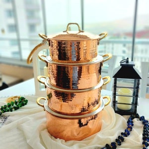 2 Mm Hammered Copper Pot Set,handmade Copper Cookware,copper Cooking ...