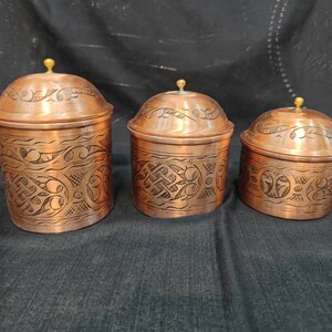 Copper Spice Bowl With Lid Set of 3, Copper Sugar Bowl,kitchen ...