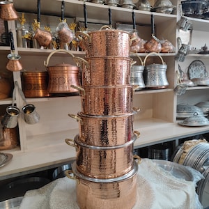 2 Mm Hammered Copper Pot Set,handmade Copper Cookware,copper Cooking ...