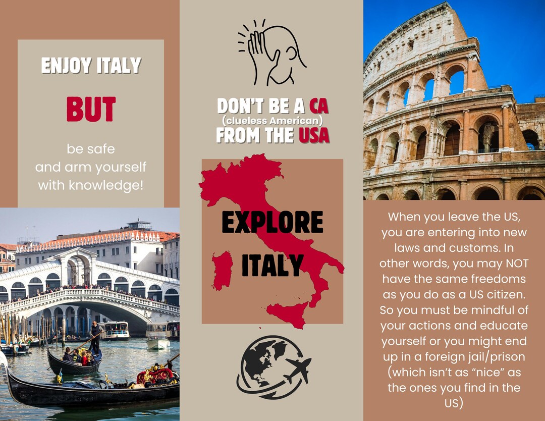 Italy A Useful Guide of Customs and Laws - Travel Brochure - Etsy