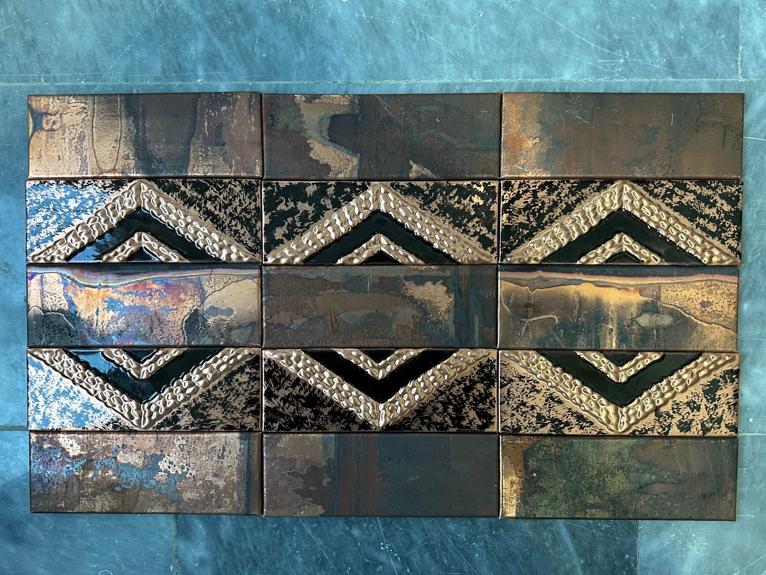 Hammered Patina Black Copper Tile Backsplash, Kitchen Wall Decor ...