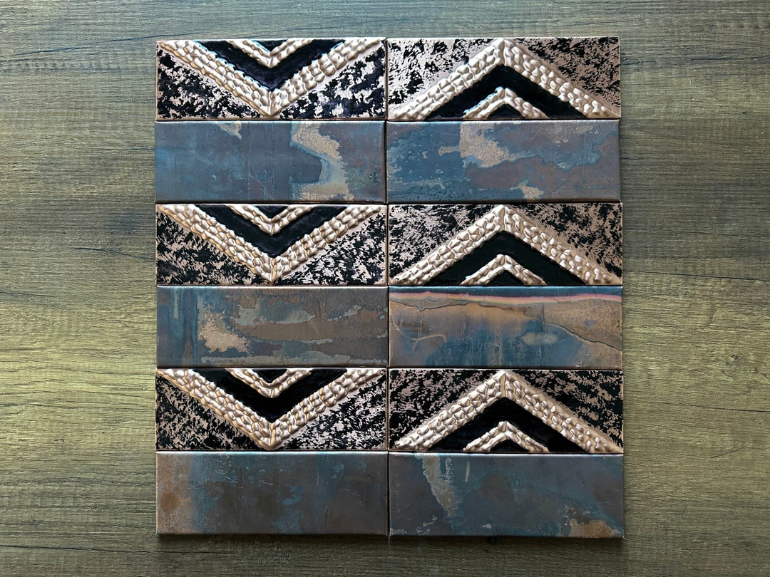 Hammered Patina Black Copper Tile Backsplash, Kitchen Wall Decor ...