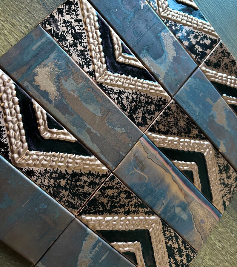 Hammered Patina Black Copper Tile Backsplash, Kitchen Wall Decor ...