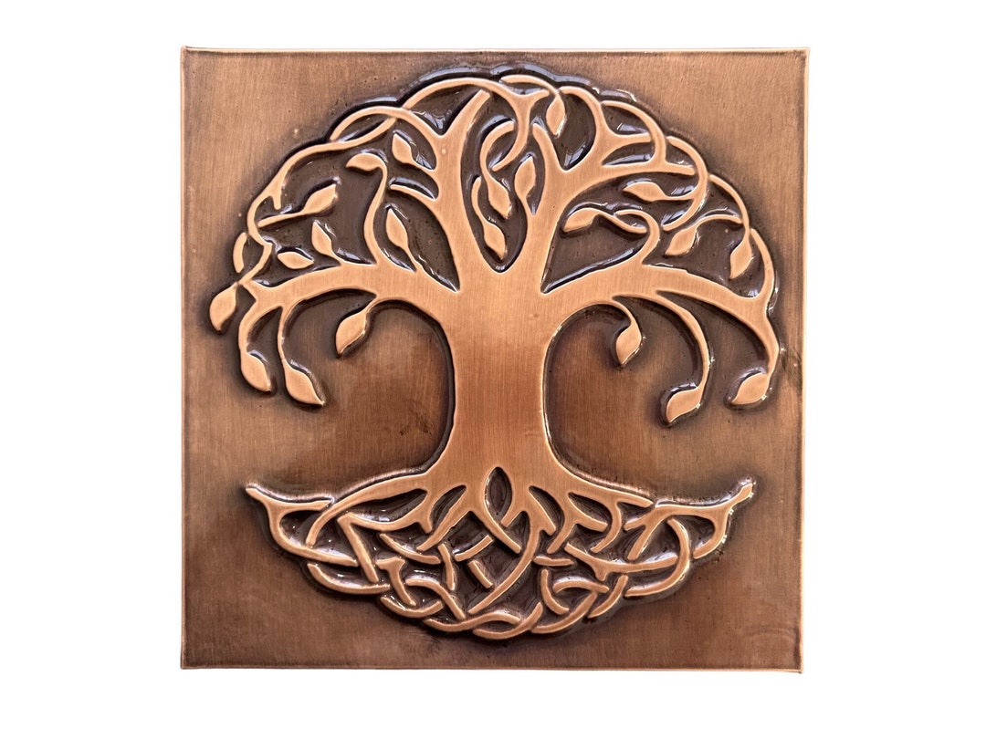 Handmade Copper Tree of Life Mural: 12"x12"(30cmx30cm) Tile Backsplash ...