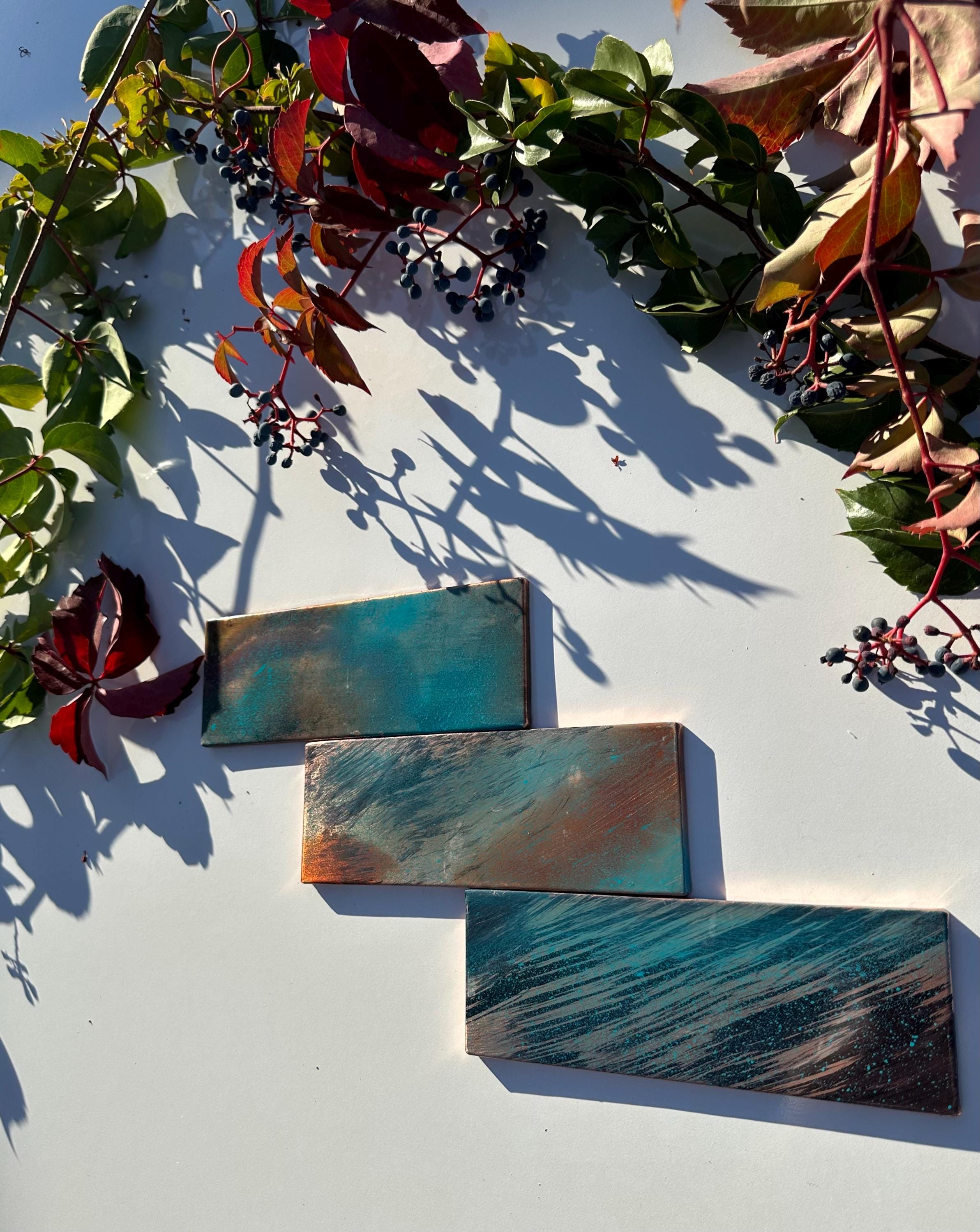 Handmade Patina Blue Copper Tile, Kitchen Backsplash, Fireplace Tiles ...