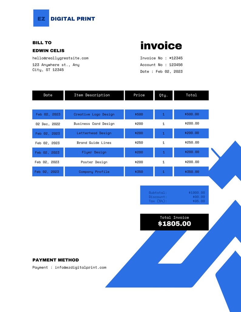 Invoice Template, Job Proposal Template, Contractor Invoice, Contractor ...